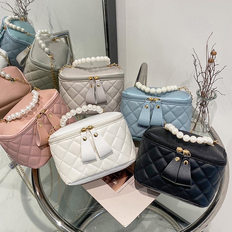 [READY STOCK] Women's Handbags Pearl portable box bag embroidered ...