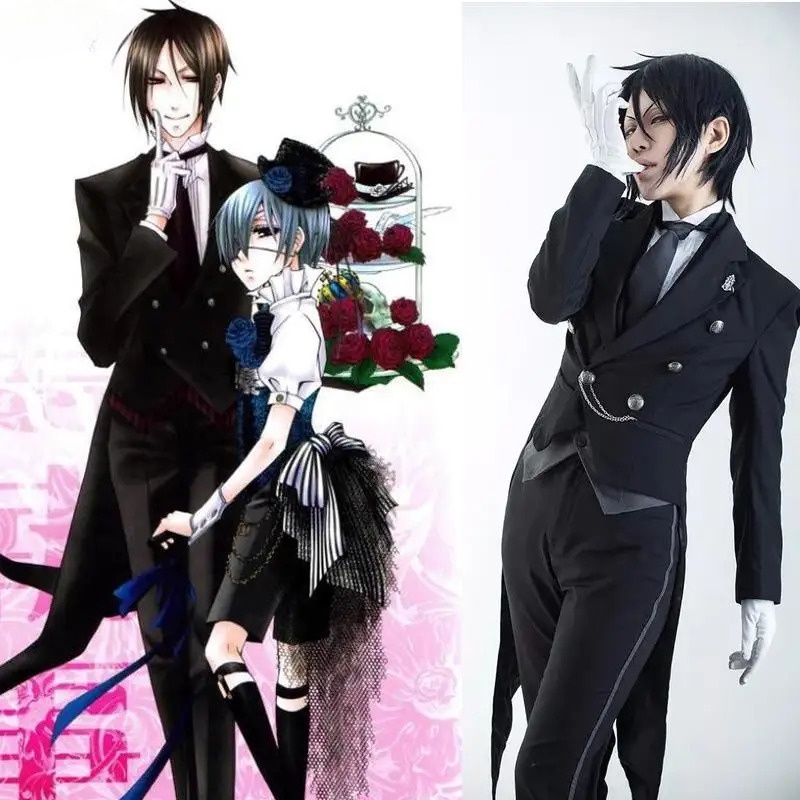 Black Butler Cosplay Japanese Anime Kuroshitsuji Sebastian Michaelis ...