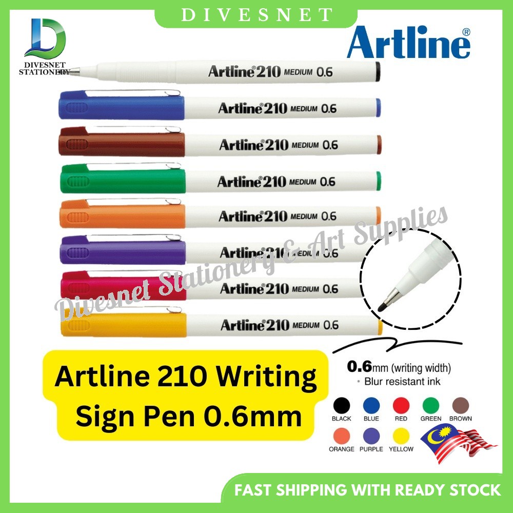 Artline 210 Writing Pen Medium Point Sign Pen Signature Pen 0.6mm ...