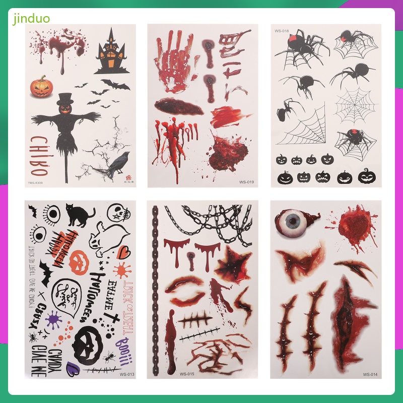 6 Sheets Wound Realistic Sticker Halloween Stickers Makeup Costumes ...