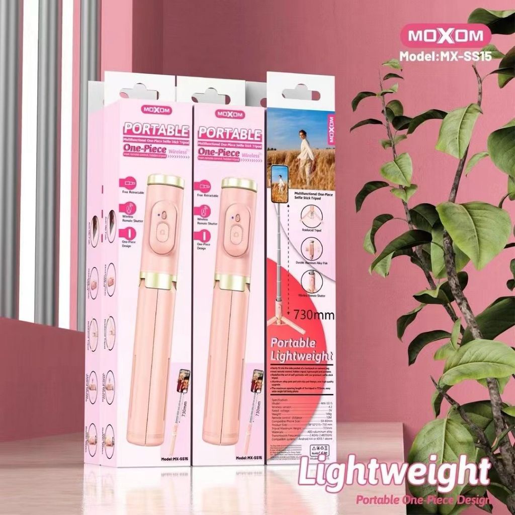 MOXOM MX-SS15 Multifunctional One-Piece Selfie Stick Tripod | Shopee ...