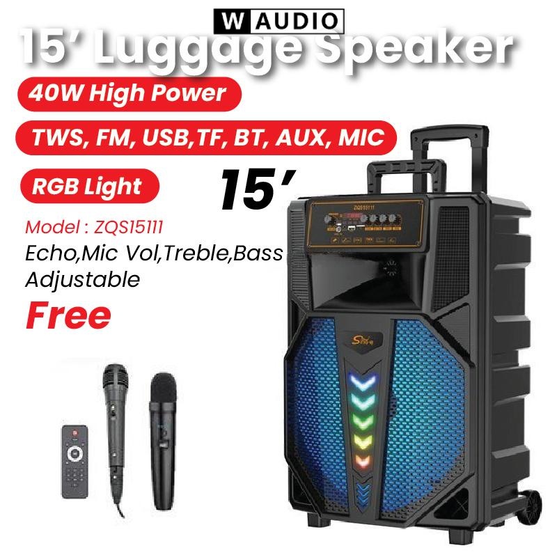 SING-E ZQS15111 Multi function 15 inch Big Power Battery Trolley Speaker Remote Control Big ...