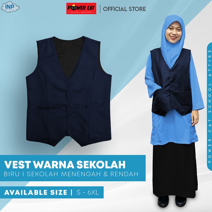 Vest Biru Gelap Sekolah Rendah & Menengah Jenama Vinter / Size : S-6XL ...