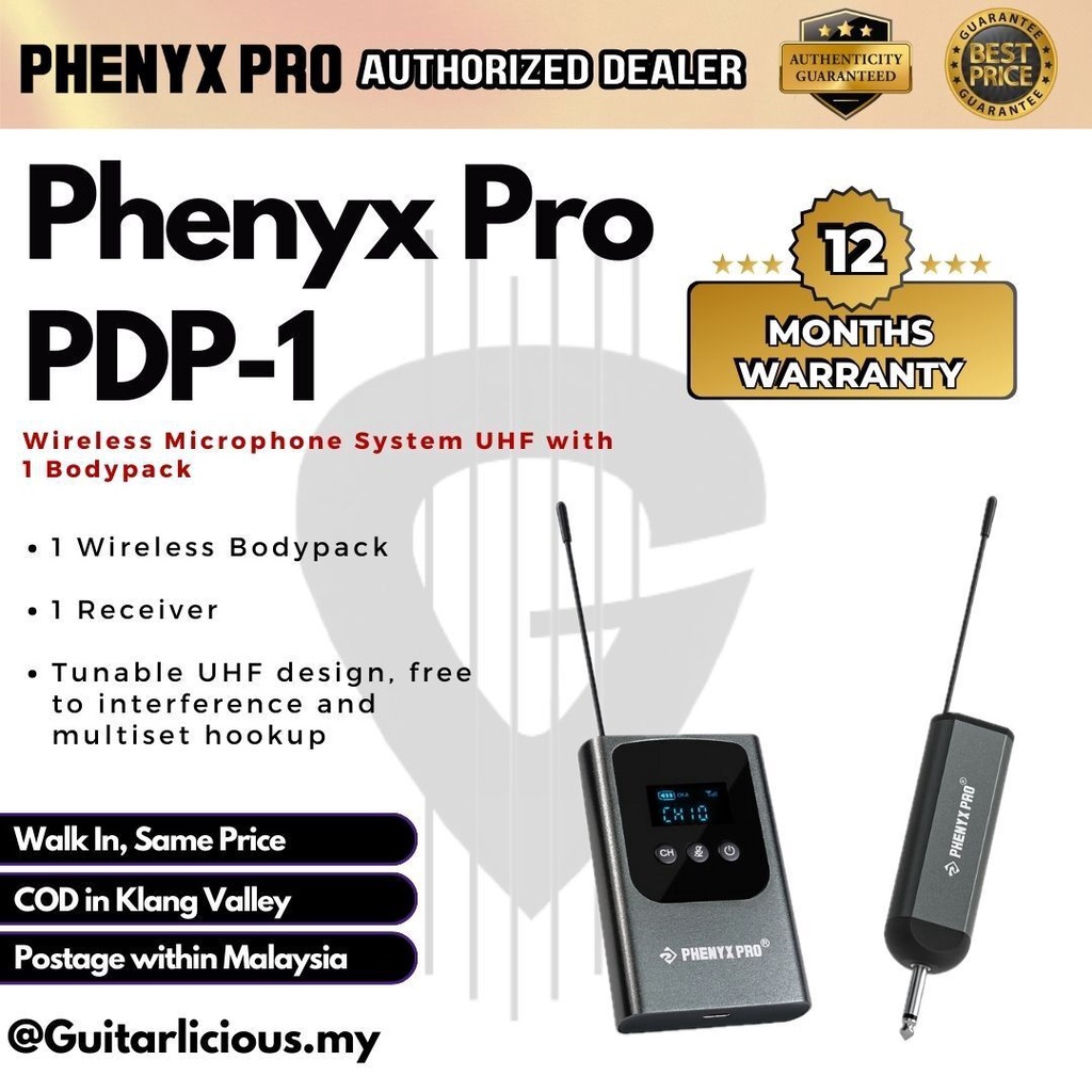 Phenyx Pro PDP-1-1B Single Digital Wireless Microphone System UHF with ...