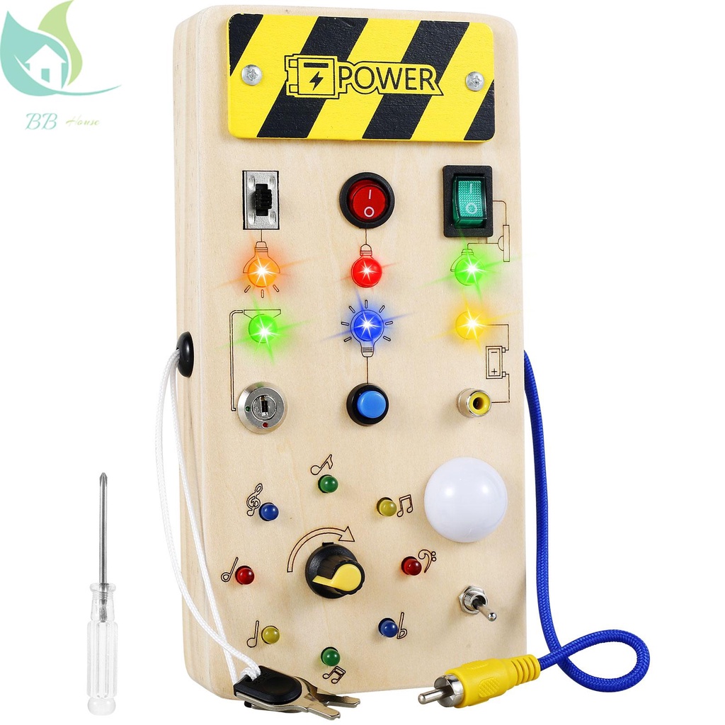 Montessori Busy Board with 8 LED Light Switches LED Light Switch Busy ...