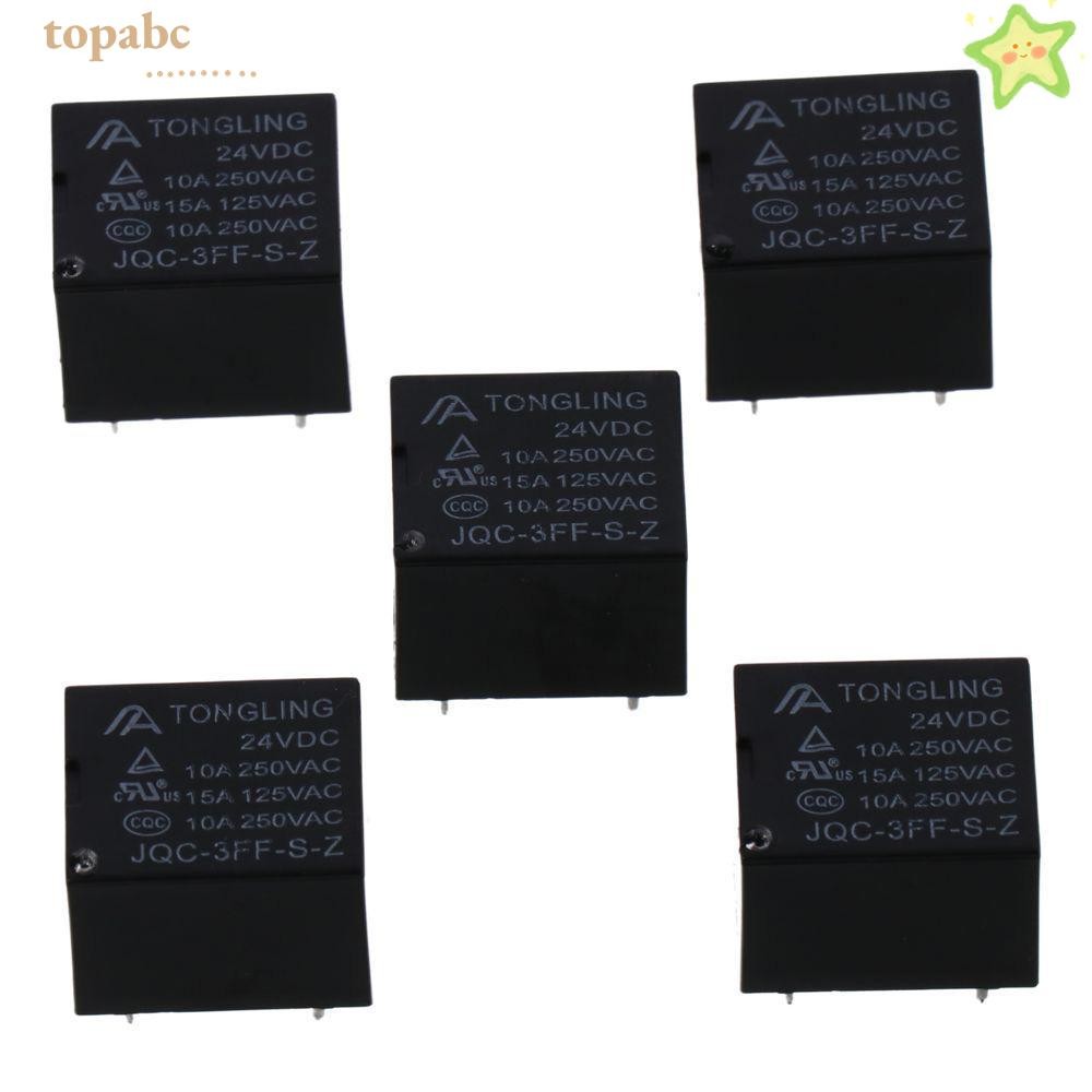TOPABC 5pcs Electromagnetic Power Relay, DC 24V 5 Pin Power Relay, Easy to use JQC-3FF-S-Z ...