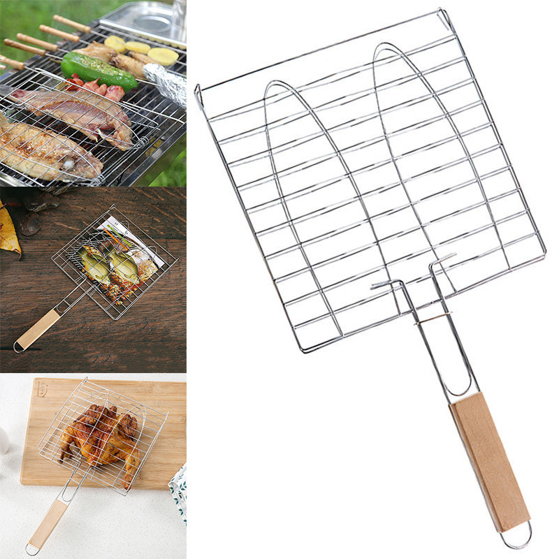 BBQ Fish Grill Basket Barbecue Fish Meat Grilling Basket Grill Tongs ...