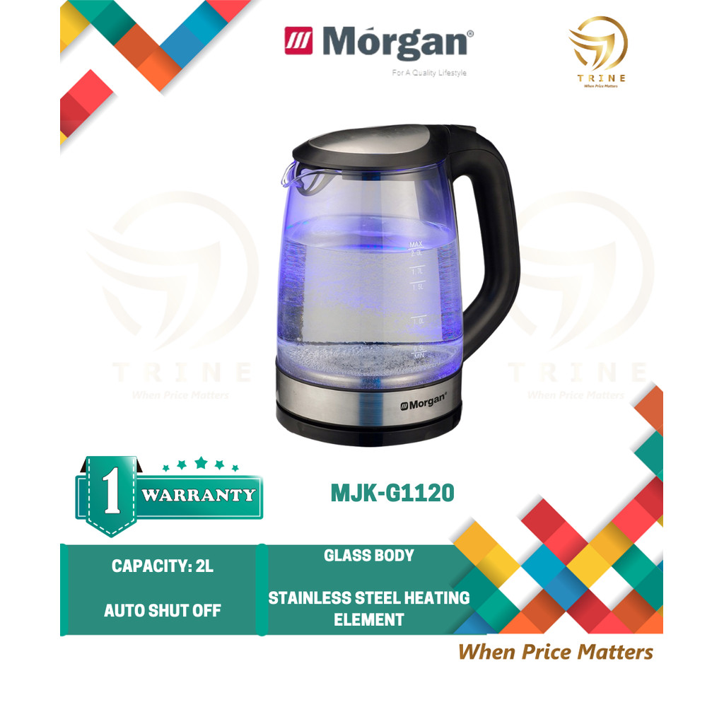 MORGAN 2200W ELECTRIC KETTLE (2.0L) WITH HIGH QUALITY GLASS BODY MJK ...