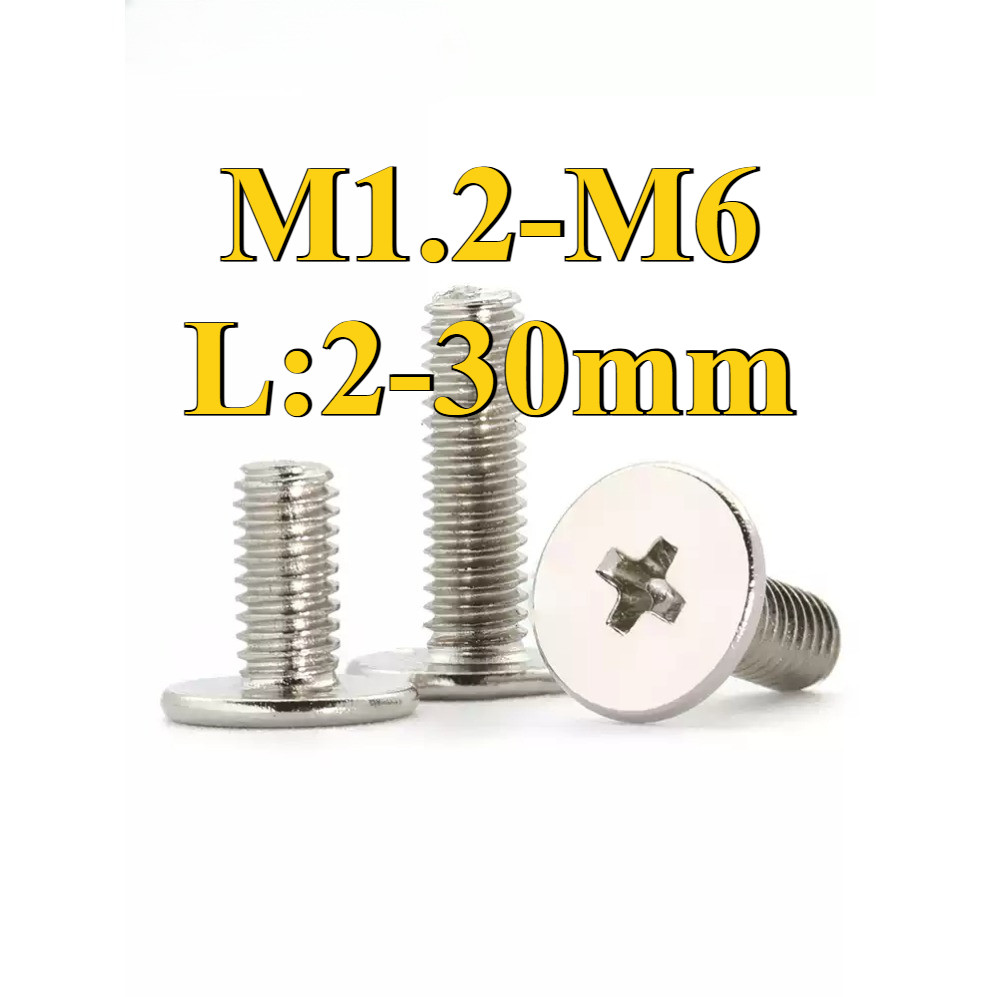 screw Phillips Kepala Rata Plating nikel/ Thin Flat Head skru M1.2-M6 ...