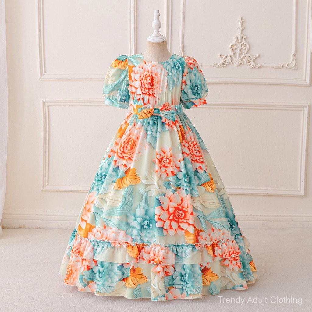 baju raya budak perempuan kurung raya 2025 Muslim Dress Puff Sleeve ...