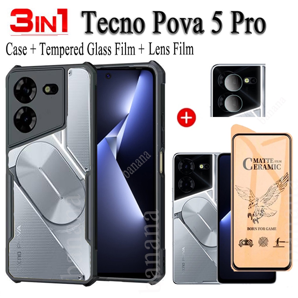 Tecno Pova 5 Pro Pova 5 Clear Acrylic Shockproof silicone Case for ...