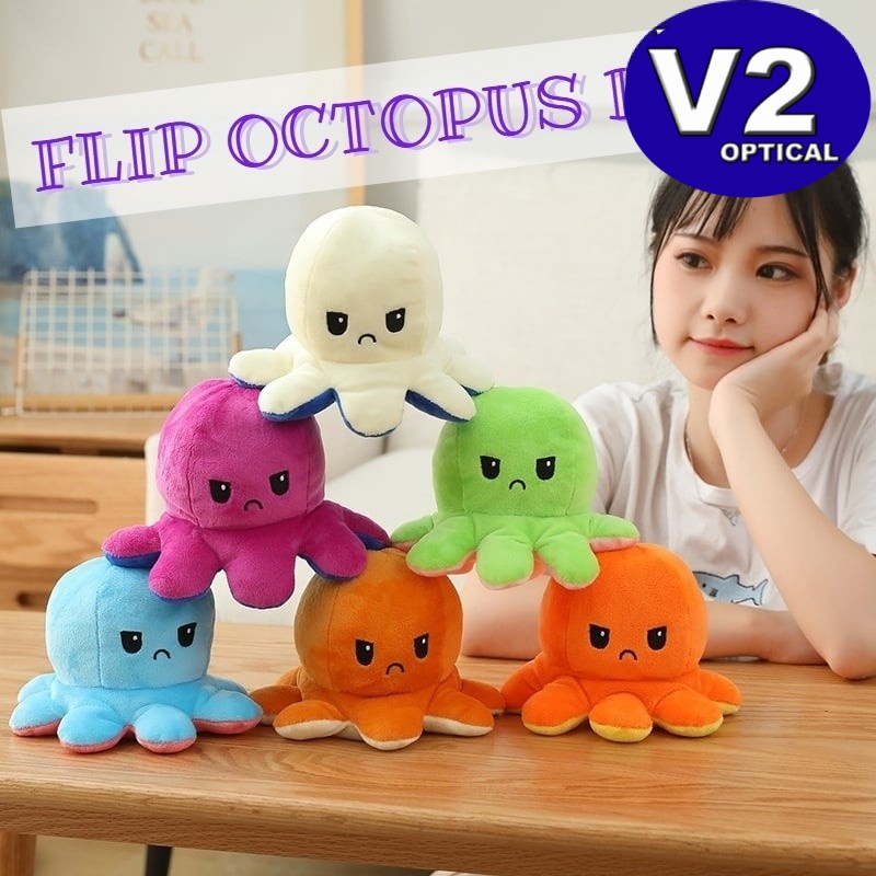 Kids Plush Fabric Tiktok Reversible Flip Octopus Squid Plush Doll ...