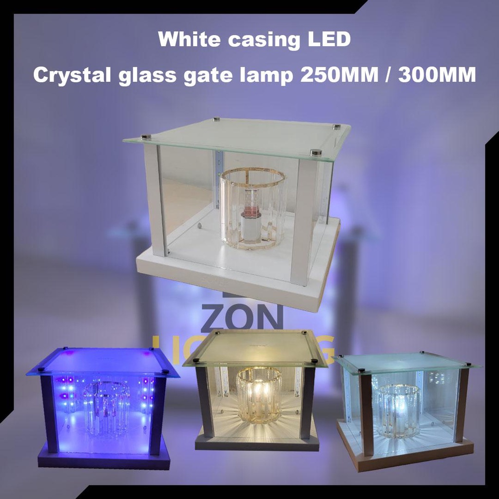 White casing Crystal glass LED gate light gate lamp lampu tiang 250MM ...