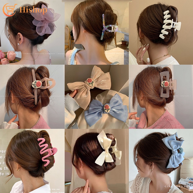 Elegant Princess Hair Claw Clips Bow Cute Student Hair Clamp for Women ...