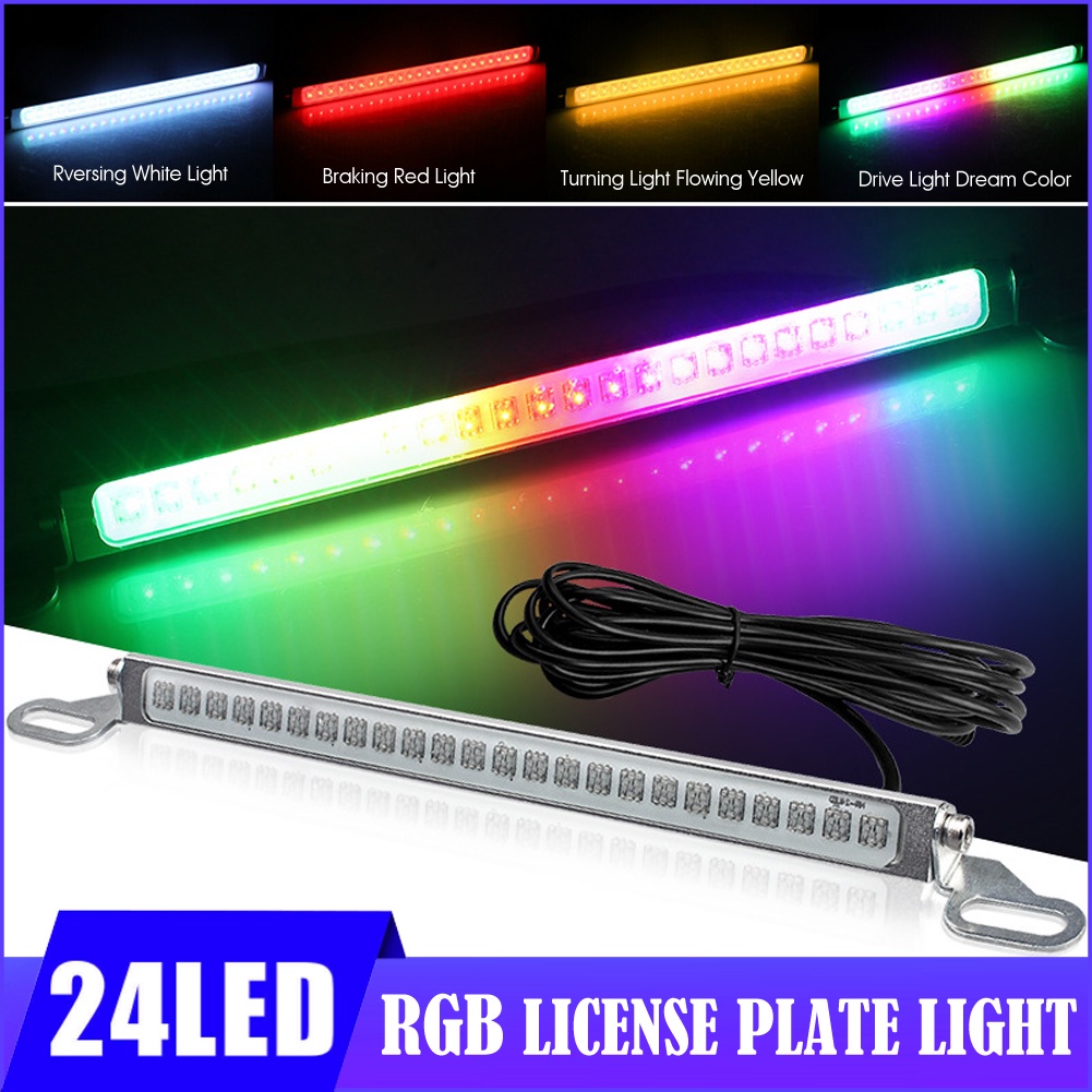 Universal RGB 24 LED License Plate Back Up Reverse Brake Light Bar Rear ...