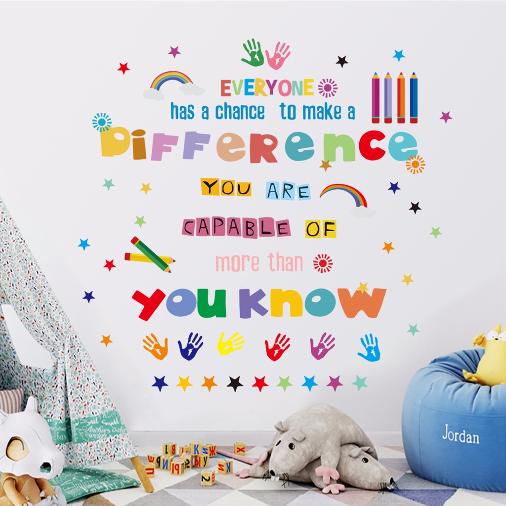 Inspirational Quote Wall Decals,Colorful Kids Wallpaper,Cute ...