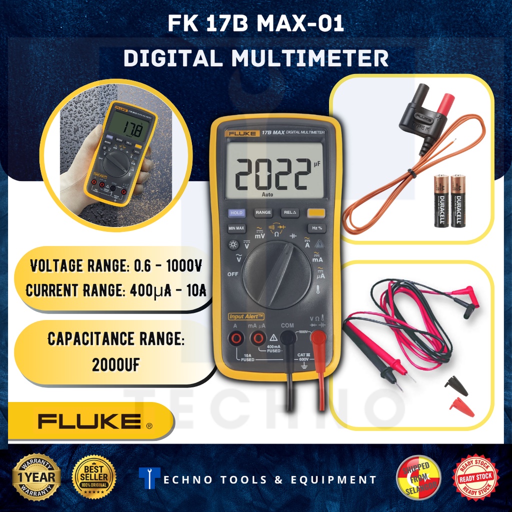 Ready Stock!! Fluke 17B MAX-01 / MAX-02 / MAX-KIT Digital Multimeter ...