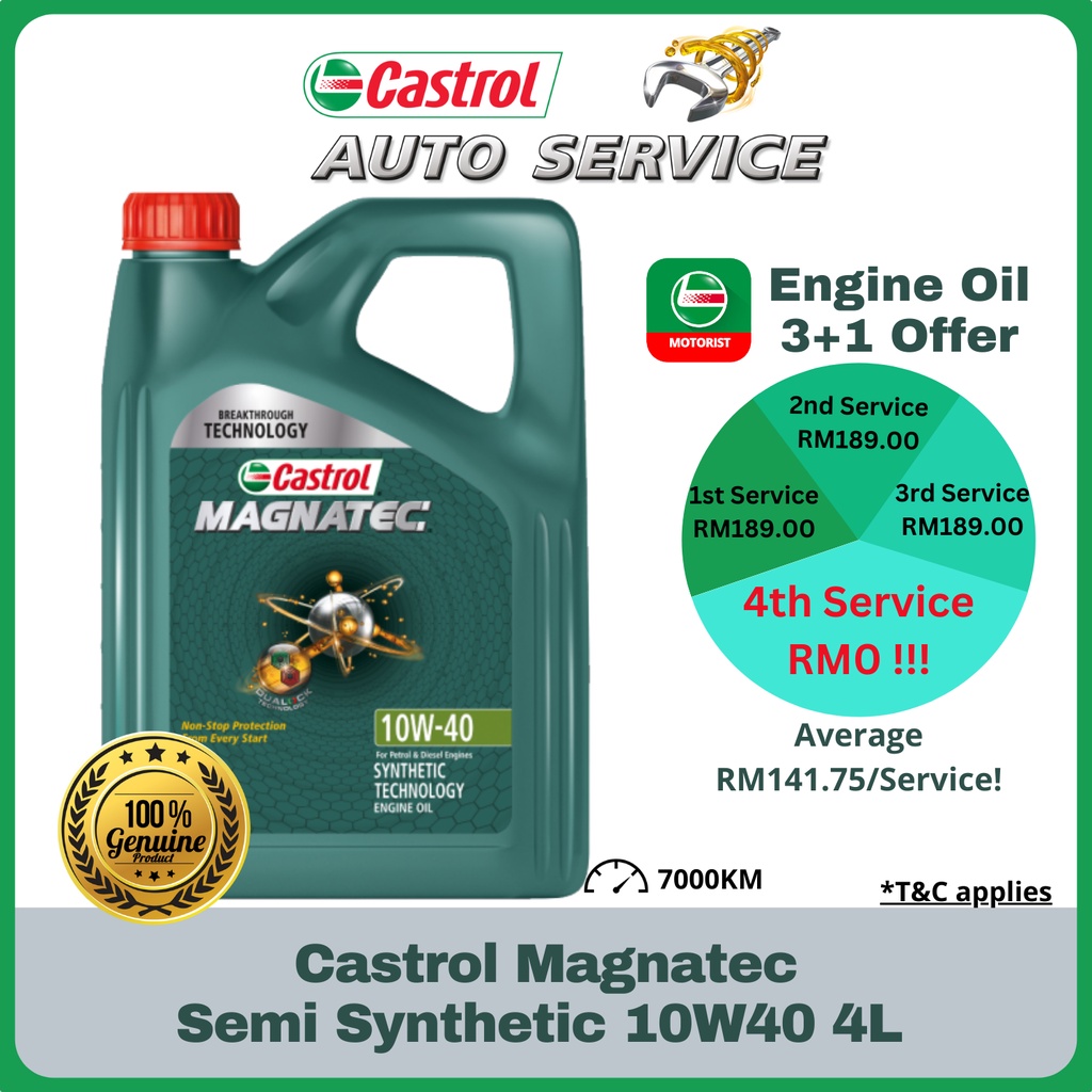 Engine Oil Castrol Magnatec Dualock 10W40 Semi-Synthetic 4Liter (7 ...