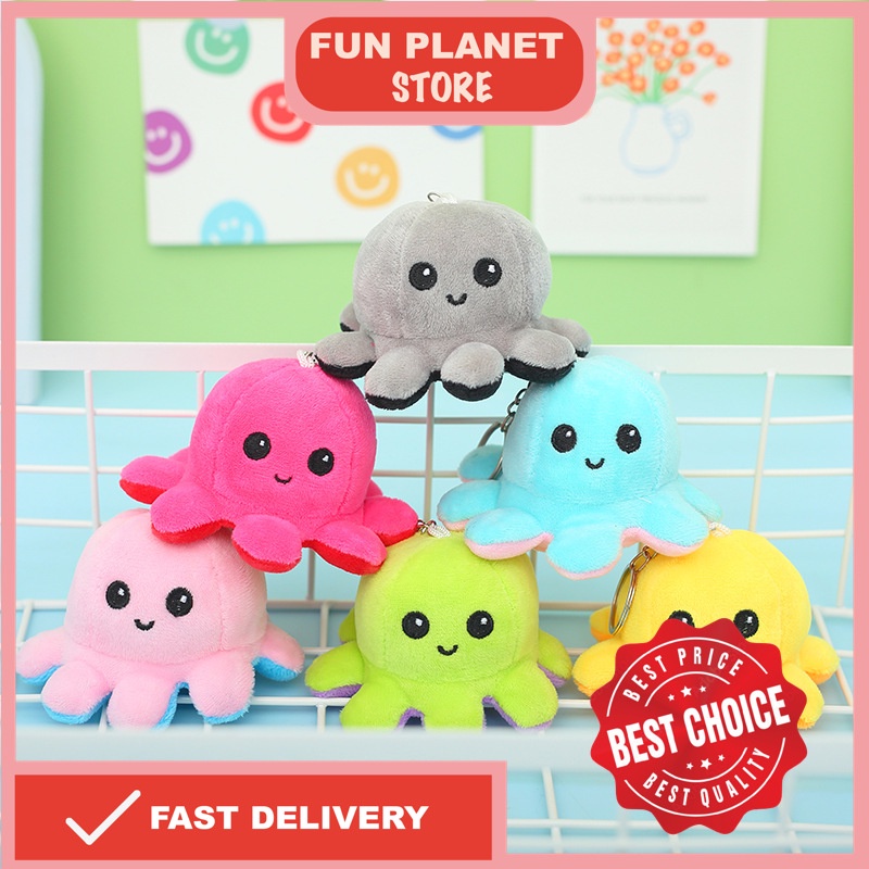 🔥Ready Stock🔥Reversible Flip Octopus Keychain Stuffed Toy Pendant Cute ...
