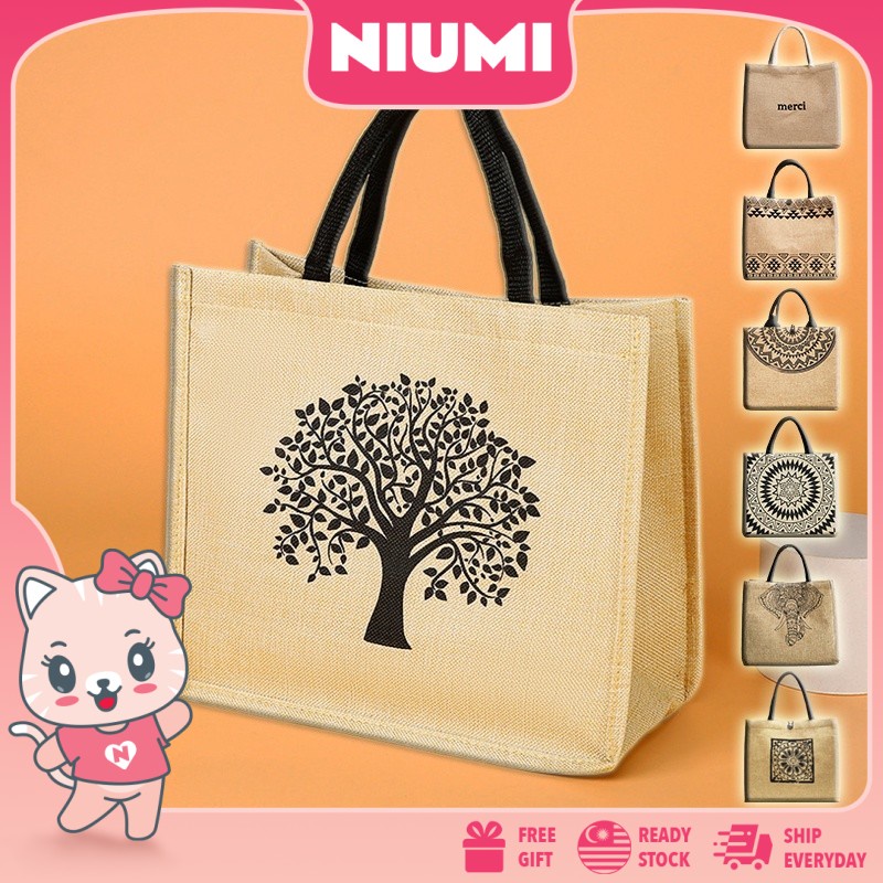Ready Stock NIUMI NSB2873 Korean Women Tote Bag Casual Jute Lady ...