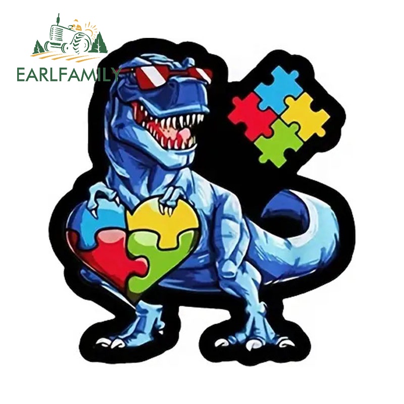 EARLFAMILY 13cm x 12.2cm Autistic Dinosaur Car Sticker Funny Occlusion ...