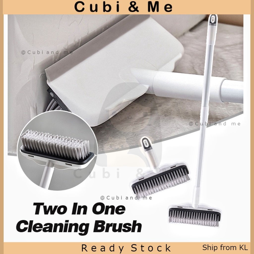 C&M 2 In1 Adjustable Floor Scrub Brush Long Handle Bathroom Wiper Wall ...