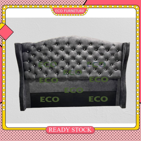 Velvet Grey Headboard Kepala Katil Single / Super Single / Queen / King ...