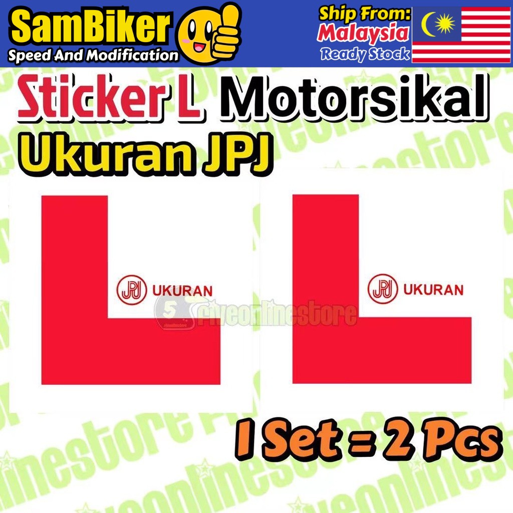 Sticker L Lesen Motor Motosikal Motorcycle Motorbike Lesen L Ukuran ...
