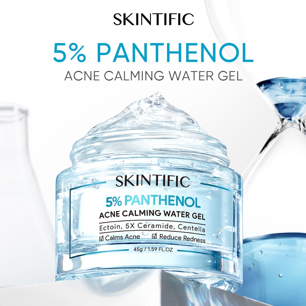 SKINTIFIC 5% Panthenol Acne Calming Water Facial Moisturizer Gel Day ...