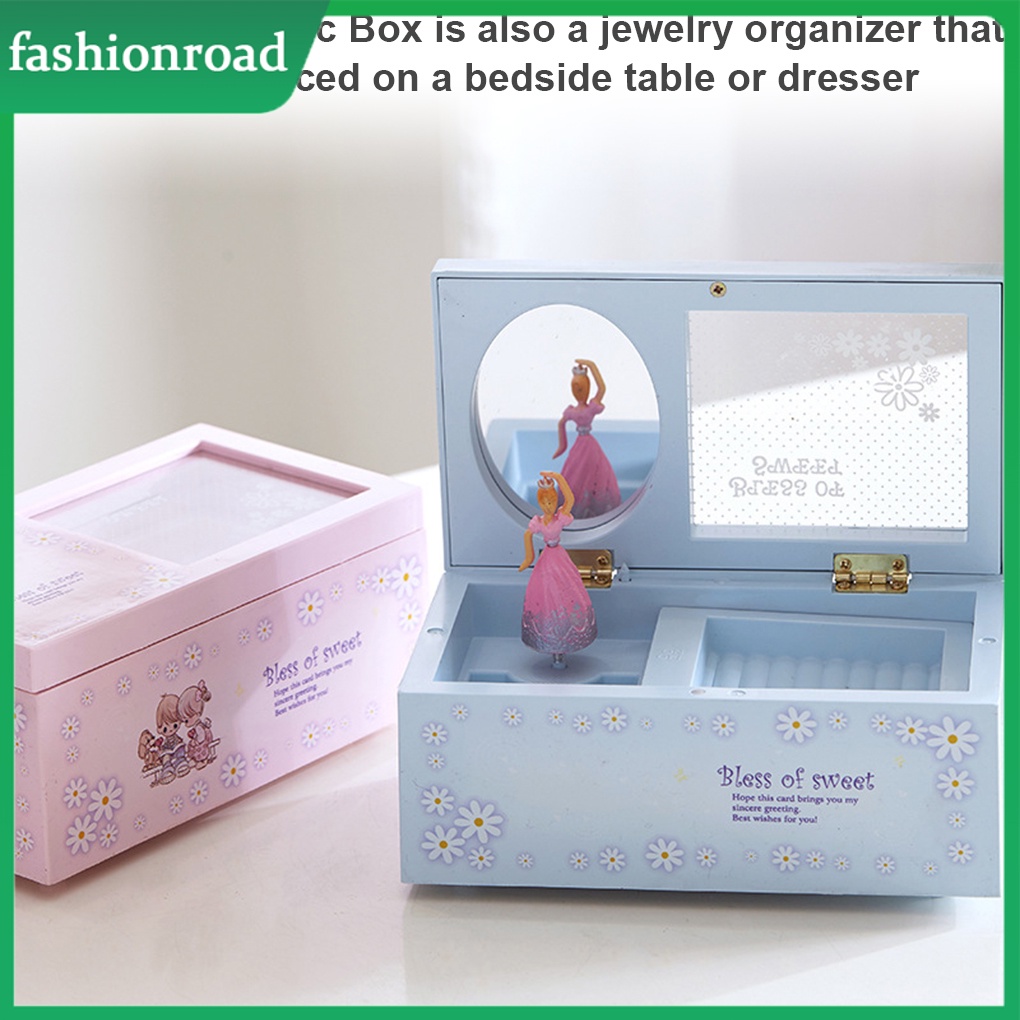 Music Box Rotating Jewelry Storage Case Toy Musical Rectangular Clear ...