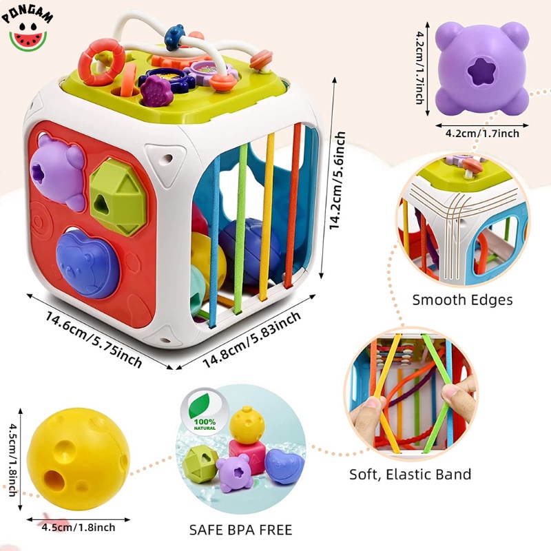 Shape toy sorting baby kids cube educational shape training rainbow ...