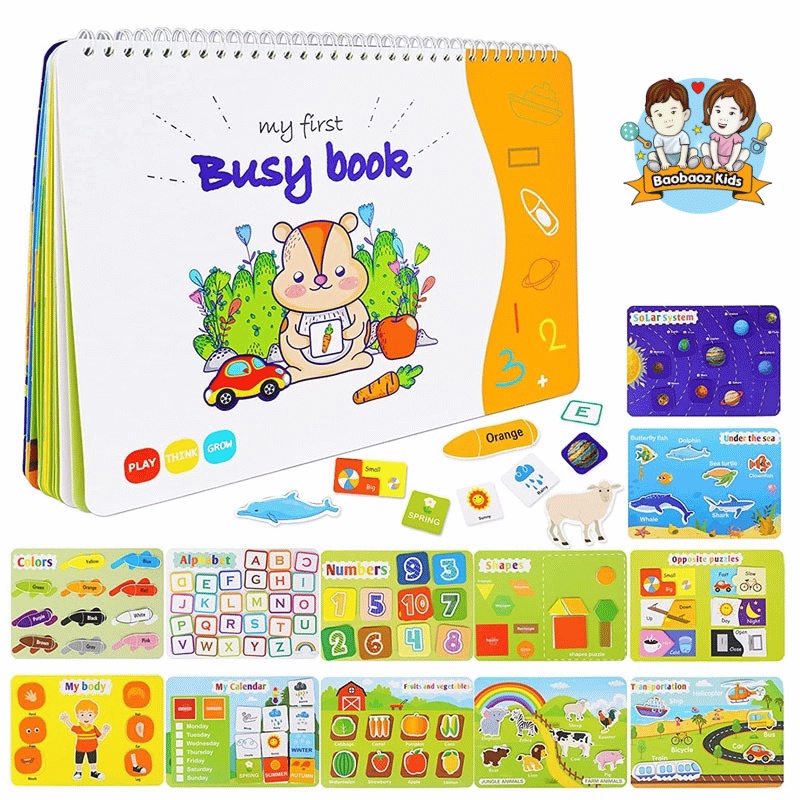 12 Themes Color Shape Matching My First Busy Book Game Kids Cognitive ...