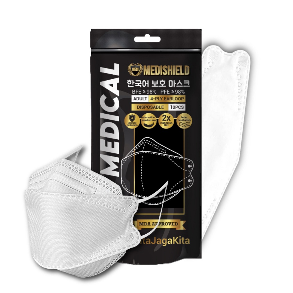 Medishield KF94 Earloop 4ply Face Mask - White (10Pcs) | Shopee Malaysia