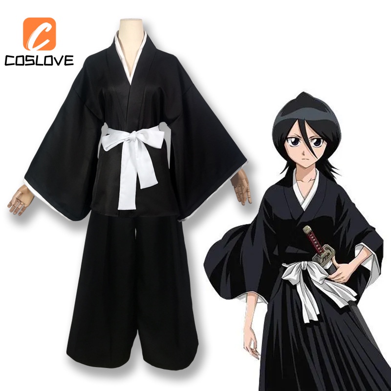 Anime Bleach Kuchiki Rukia Cosplay Full Set Costume Suit for Girl Black ...