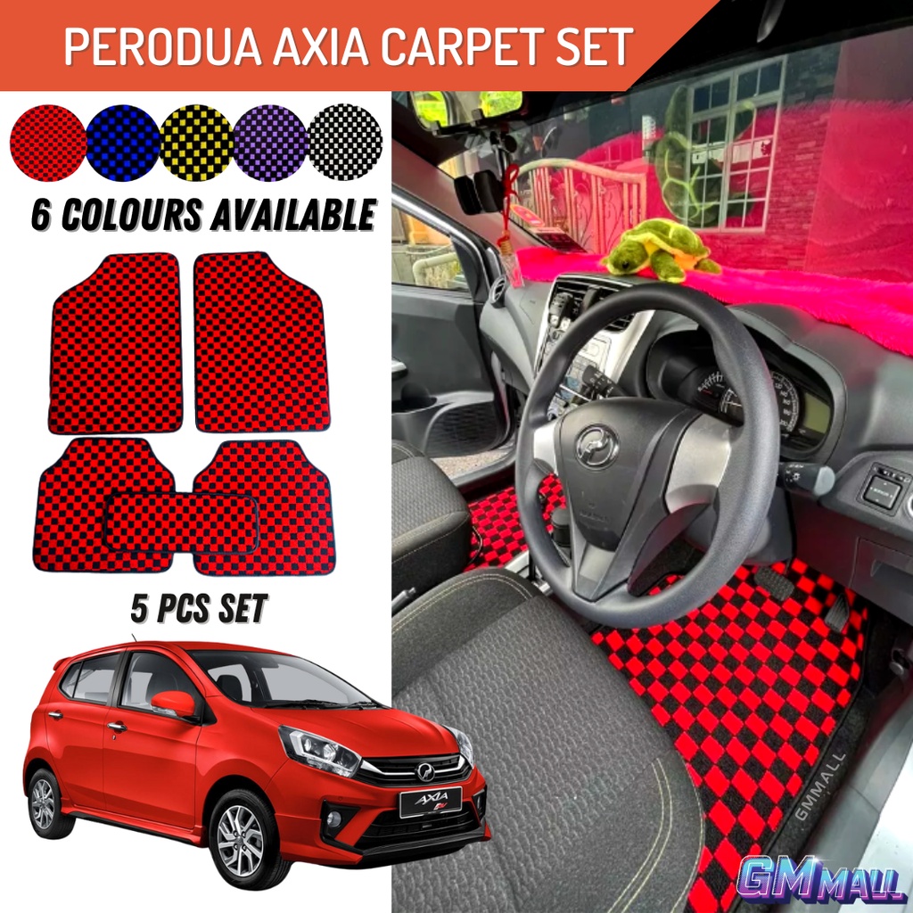 5PC SET PERODUA AXIA Thailand Checkmate Dadu Dice Car Carpet Floor Mat Karpet Lapik alas dadu ...