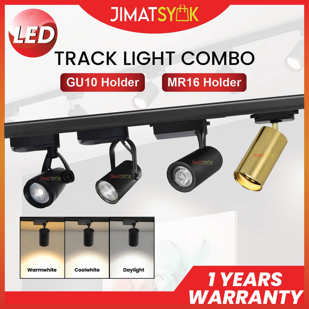 Lampu Track Light Casing Gold Indoor Spotlight Holder GU10 MR16 LED ...