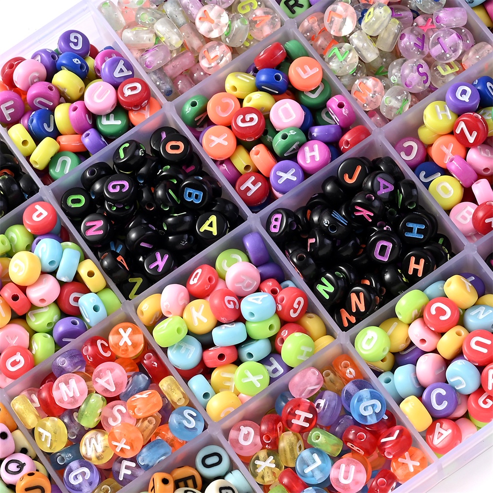 100pcs 4x7mm Mix Letter Spacer Beads Acrylic Colorful Alphabet Beads ...