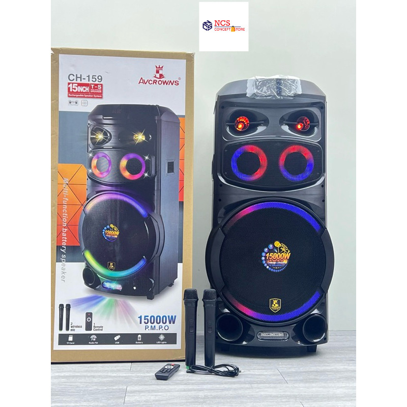 [NEW MODEL] Avcrowns Karaoke CH-159 Wireless Bluetooth Speaker / Rechargeabe / P.M.P.O 15000W ...