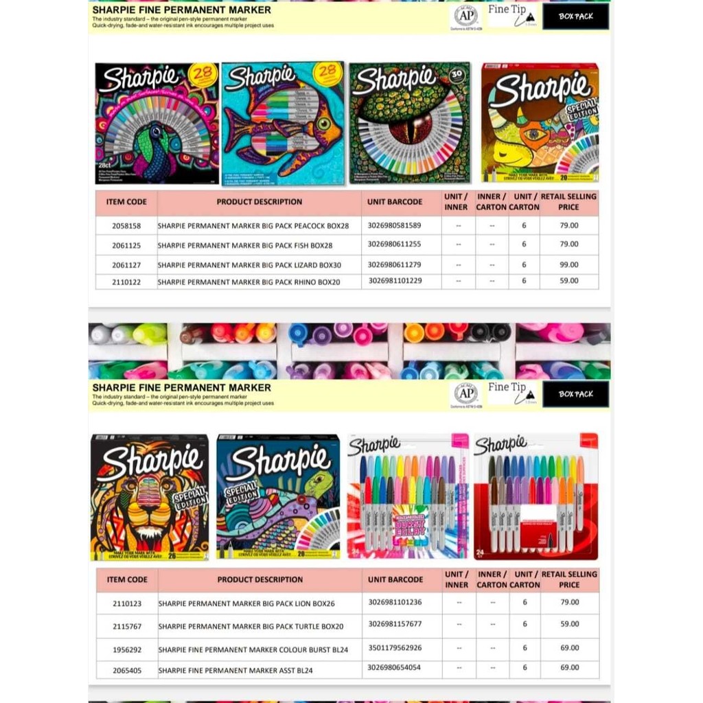 Sharpie Fine Point Permanent Marker Pen Big Box Set Limited Edition ...