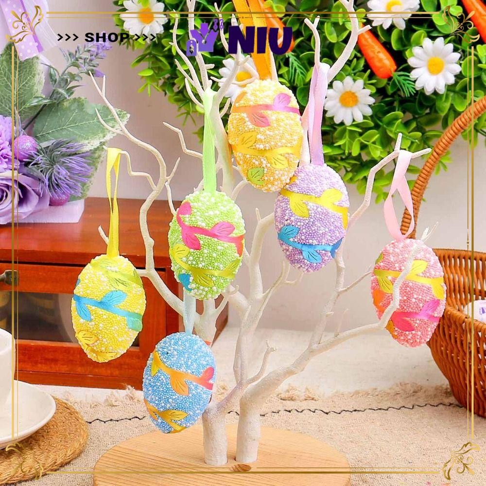 NIU 6Pcs/set Easter Egg Tree Branch, Simulation Egg DIY Egg Flower ...