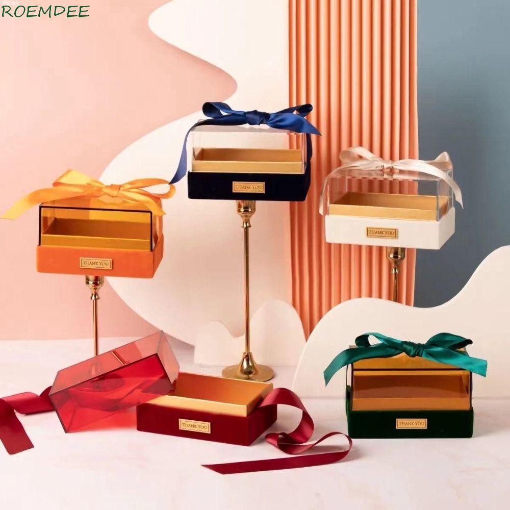 ROEMDEE Hand Gift Box, with Ribbon DIY Acrylic Gift Box, Bridesmaid ...
