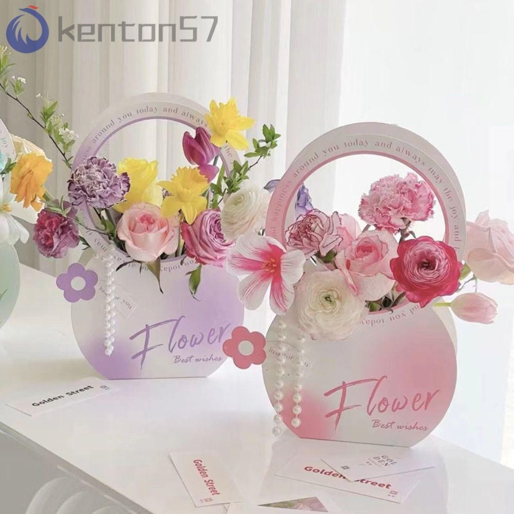 KENTON 2pcs Handheld Flower Box, DIY Romantic Bouquet Wrapping Box ...
