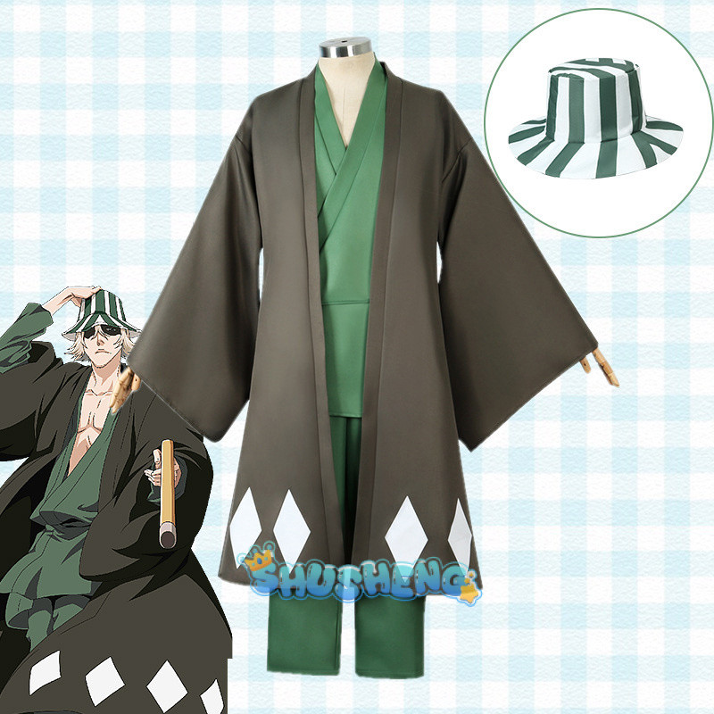 Anime Bleach Cosplay Urahara Kisuke Costume Men Women Green Kimono ...