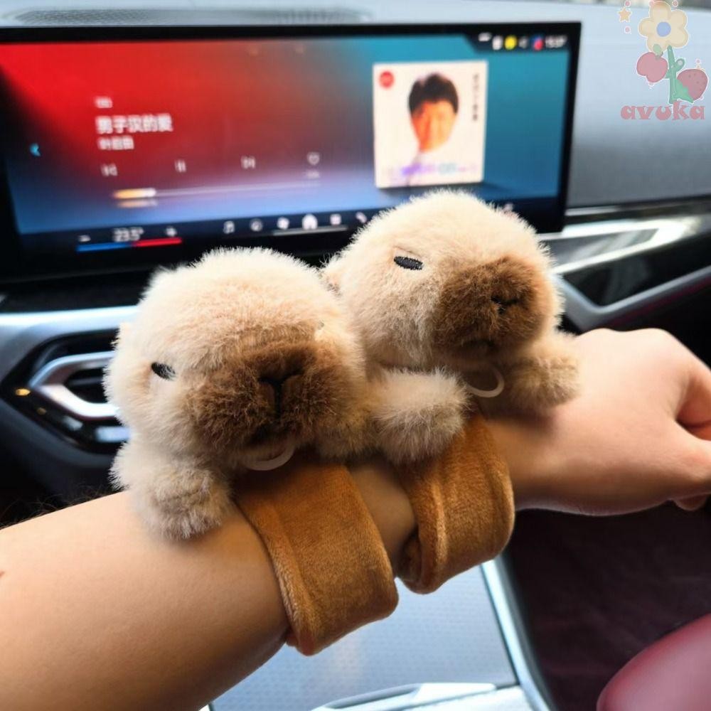 AVUKA Capybara Plush Slap Bracelet, Fluffy Wristband Capybara Slap Snap ...