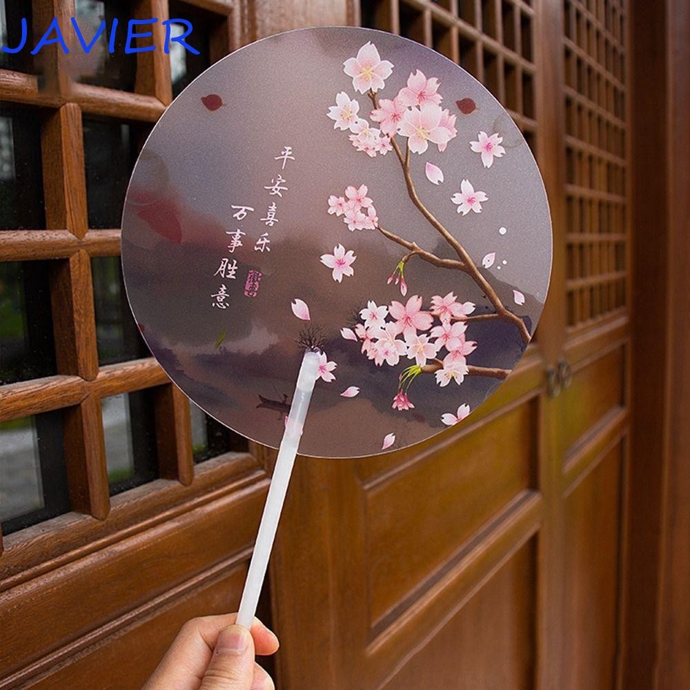 JAVIER Ancient Long-handled Fan, Frosted Fan Handle Anti-break Handheld ...