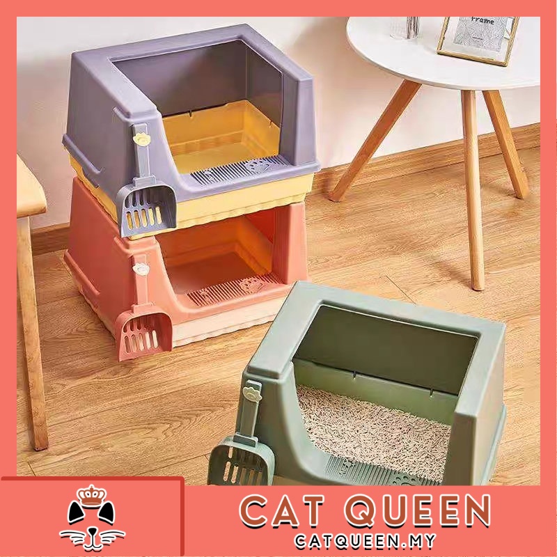 Kotak Pasir Kucing Luxury Semi Opened Cat Litter Box/Cat Toilet with ...