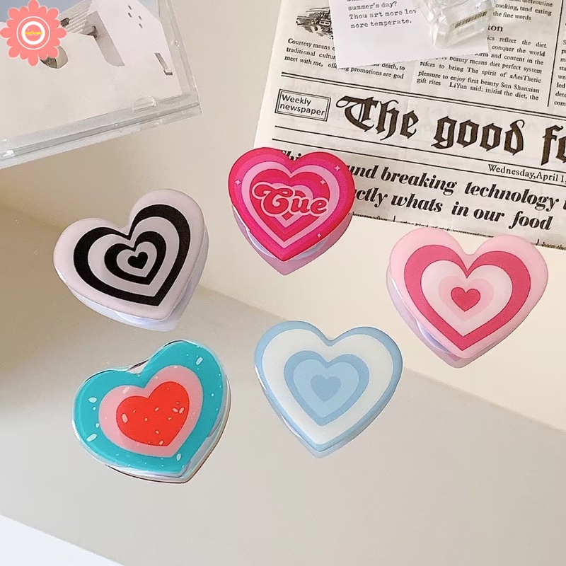 INS Fashion Cute 3D Crystal Love Heart Bracket Griotok Gradient Green ...