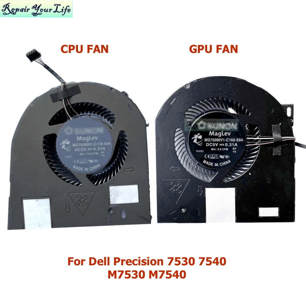New CPU GPU Laptop Cooling Fans for DELL Precision 7530 7540 Notebook ...