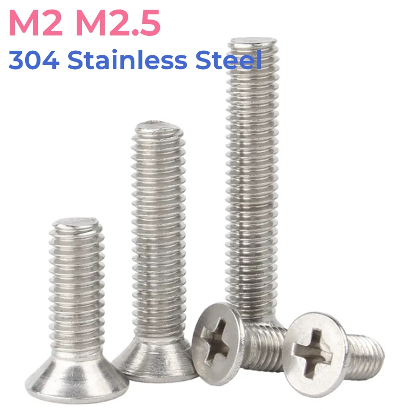 304 Stainless Steel Cross Phillips Flat Countersunk Head Screw Bolt M2 ...