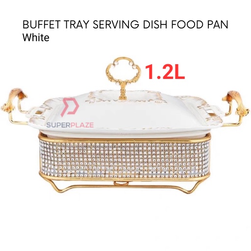 1.2 Liters White Buffet Tray Serving Dish Food Pan Berkas Lauk Tray ...